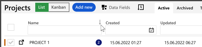 Project List – Help Center