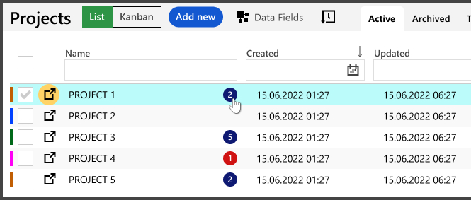 Project List – Help Center